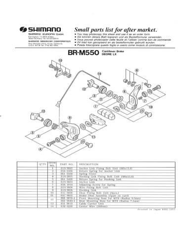 Shimano BR-M550 Rem Kantilever Exploded View | Manualzz