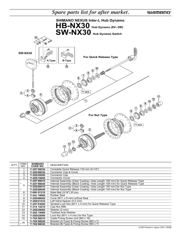 Shimano SW-NX30 Komponen Kecil Exploded View | Manualzz