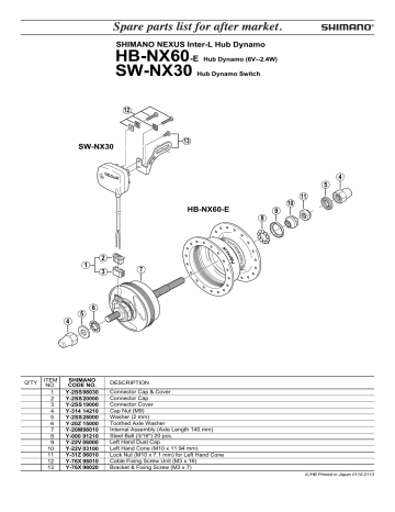Shimano SW-NX30 Komponen Kecil Exploded View | Manualzz