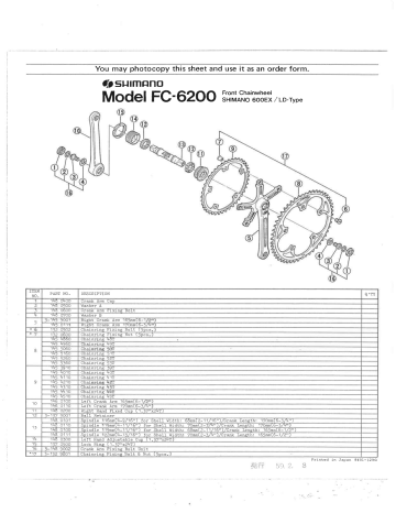 Shimano FC-6200 Set Engkol Exploded View | Manualzz