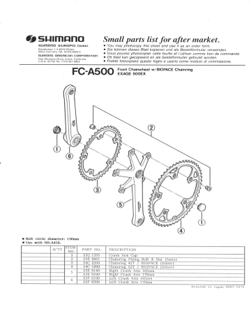 Shimano FC-A500 Set Engkol Exploded View | Manualzz