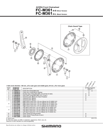 Shimano FC-M361-8 Set Engkol Exploded View | Manualzz