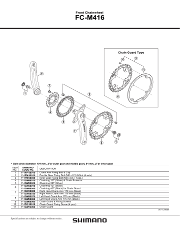 Shimano FC-M416 Set Engkol Exploded View | Manualzz