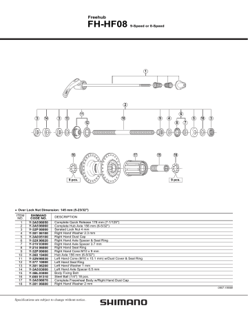 Shimano FH-HF08 Freehub Exploded View | Manualzz