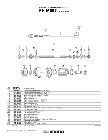 Shimano FH-M585 Freehub (Rem Cakram) Exploded View | Manualzz