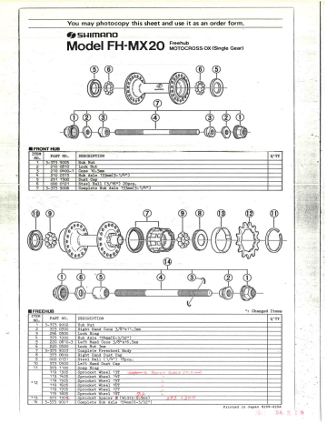 Shimano FH-MX20 Freehub Exploded View | Manualzz