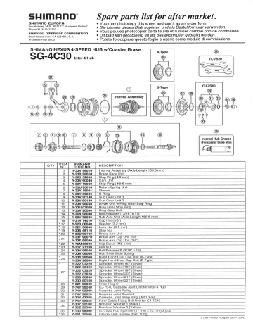 Shimano SG-4C30 Hub Gigi Internal Exploded View | Manualzz