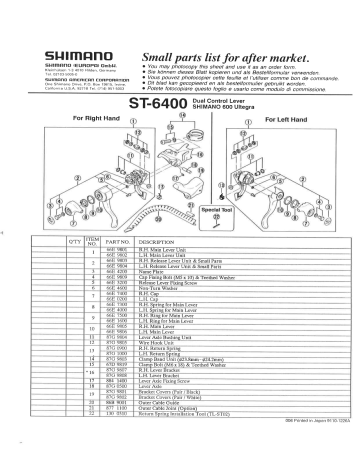 Shimano ST-6400 Tuas Perpindahan/Rem Exploded View | Manualzz