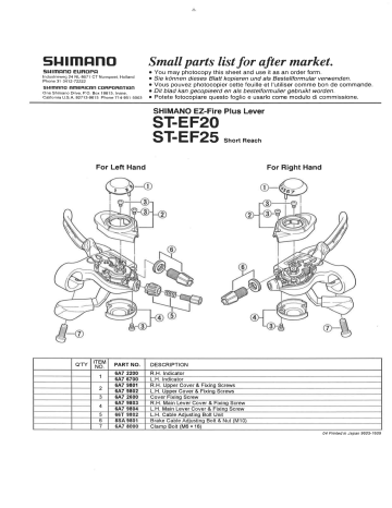 Shimano ST-EF25 Tuas Perpindahan/Rem Exploded View | Manualzz