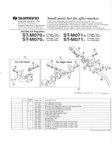 Shimano ST-M071 Tuas Perpindahan/Rem Exploded View | Manualzz