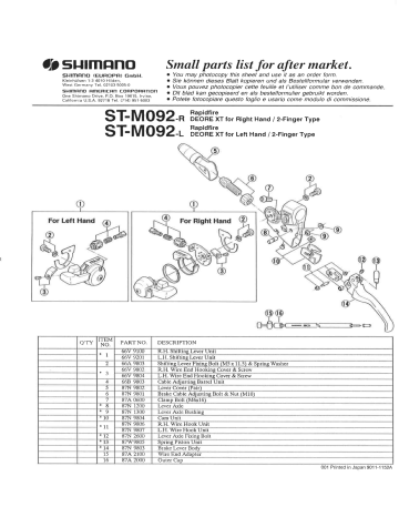 Shimano ST-M092 Tuas Perpindahan/Rem Exploded View | Manualzz