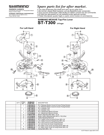 Shimano ST-T300 Tuas Perpindahan/Rem Exploded View | Manualzz