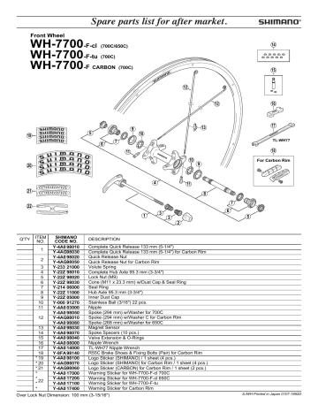 Shimano WH-7700 Roda Exploded View | Manualzz