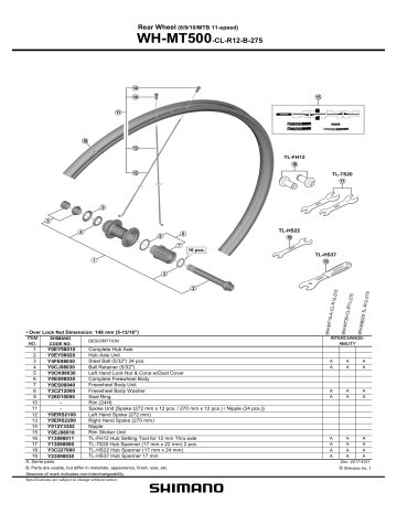 Shimano WH-MT500 Roda Exploded View | Manualzz