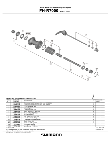 Shimano FH-R7000 Freehub Exploded View | Manualzz