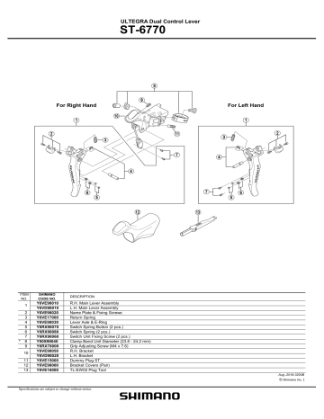 Shimano ST-6770 Tuas Perpindahan/Rem Exploded View | Manualzz