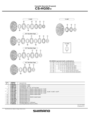 Shimano CS-HG50-9 Sproket Kaset Exploded View | Manualzz