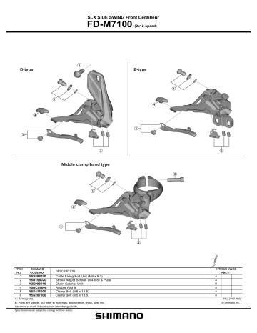 Shimano FD-M7100 Pemindah Gigi Depan Exploded View | Manualzz