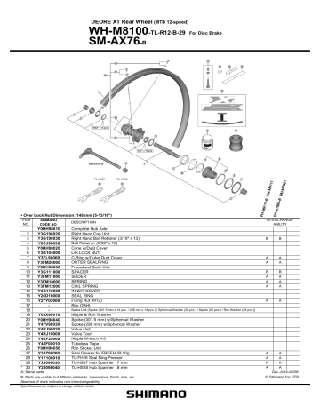 Shimano WH-M8100 Roda Exploded View | Manualzz