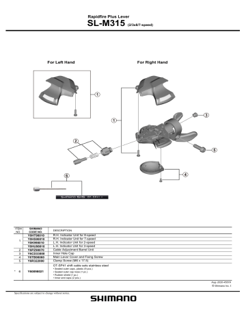 Shimano SL-M315 Tuas Pemindah Exploded View | Manualzz