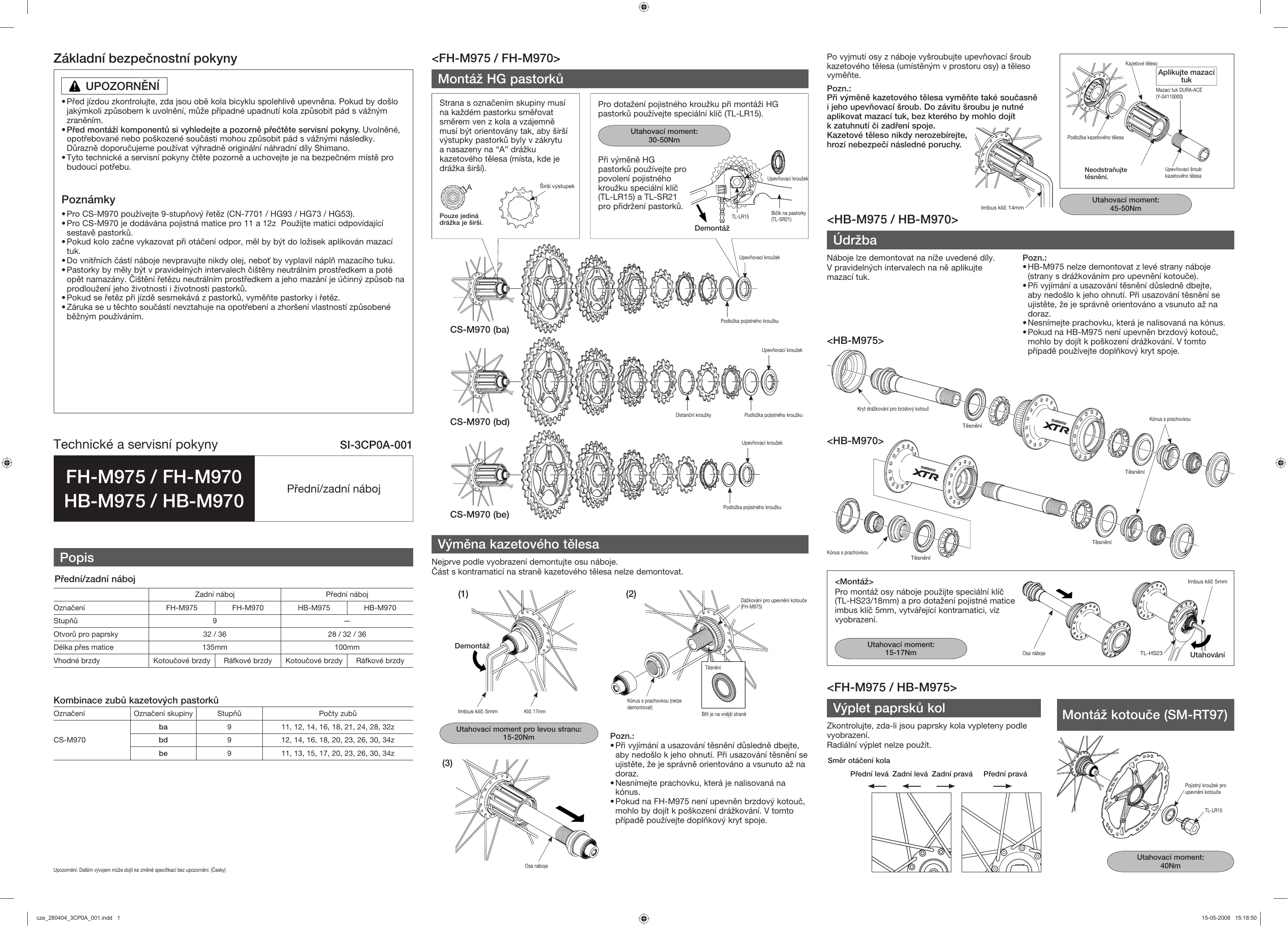 Shimano HB-M975, FH-M975, FH-M970, HB-M970 User manual | Manualzz