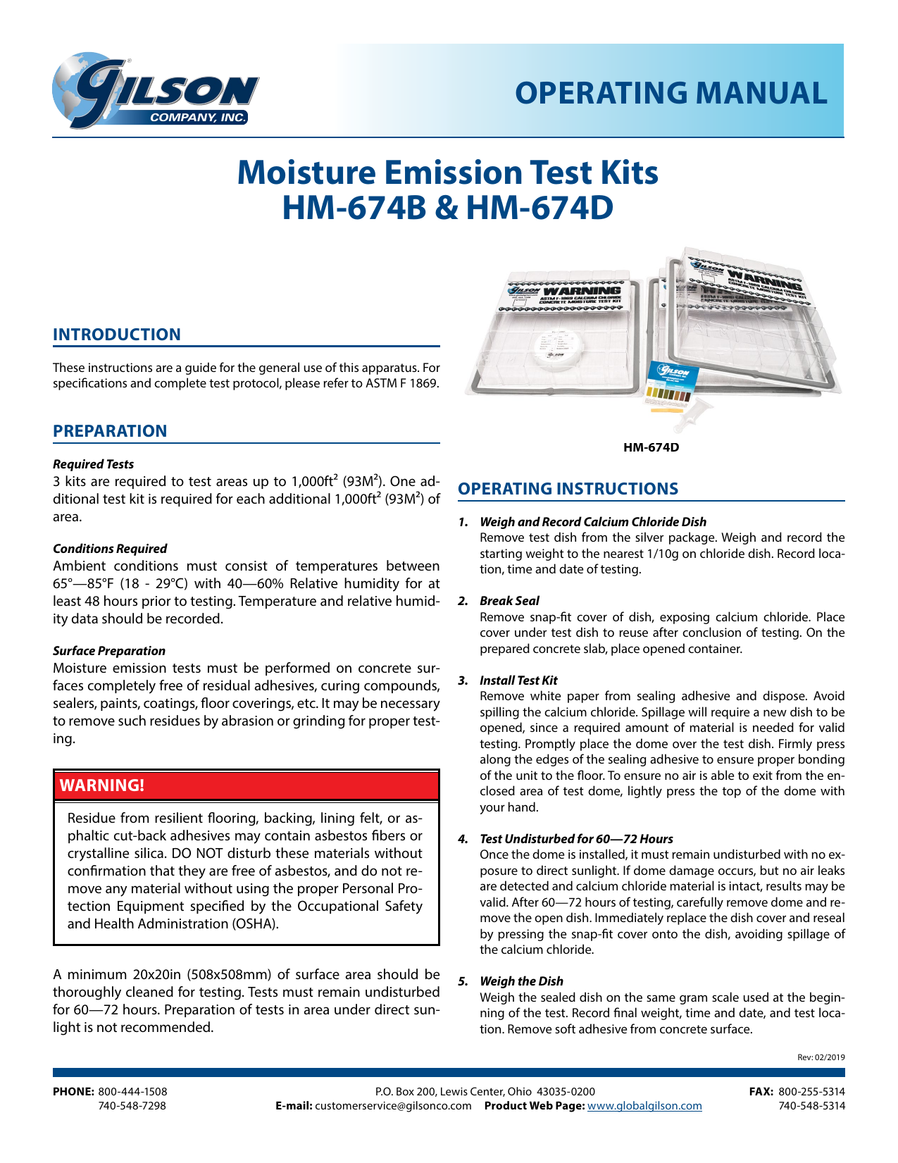 Gilson Moisture Emission Test Kit User manual | Manualzz