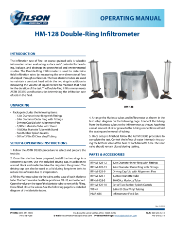 Gilson Double Ring Infiltrometer Manual | Manualzz
