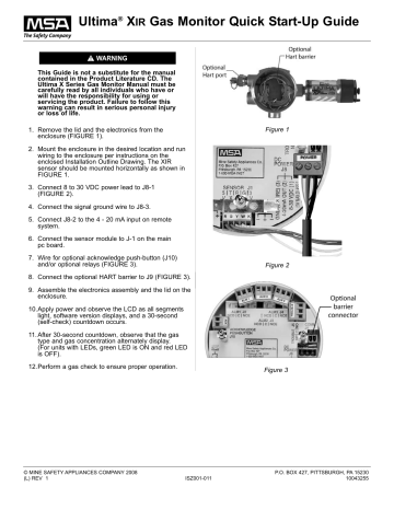 MSA Ultima® XIR Gas Monitor Start-up Guide | Manualzz