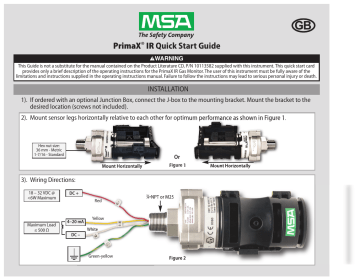 MSA PrimaX® IR Gas Transmitter Quick Start Guide | Manualzz