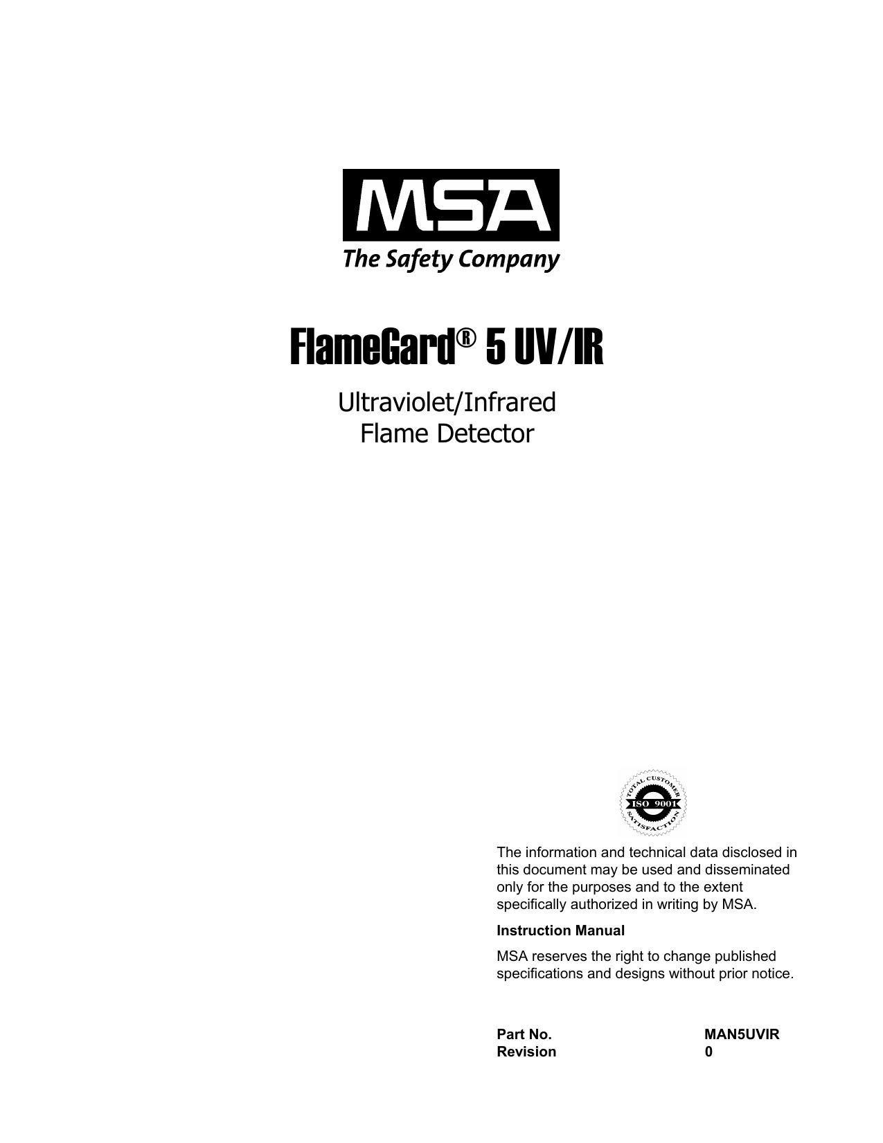 MSA FlameGard® 5 UV/IR Flame Detector Owner's Manual | Manualzz