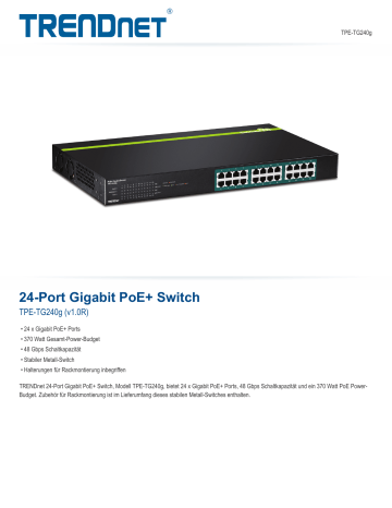 Trendnet RB-TPE-TG240g 24-Port Gigabit PoE+ Switch Datenblatt | Manualzz