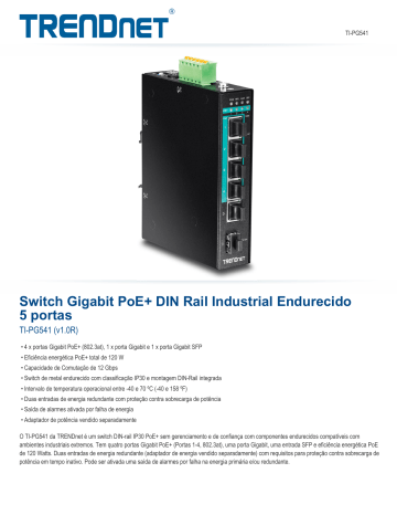 Trendnet TI-PG541 5-Port Hardened Industrial Gigabit PoE+ DIN-Rail ...