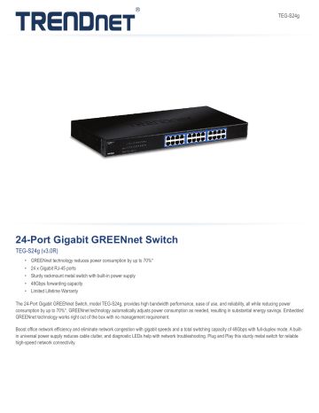 TRENDnet TEG-S24g 24-Port Gigabit GREENnet Switch Datasheet | Manualzz