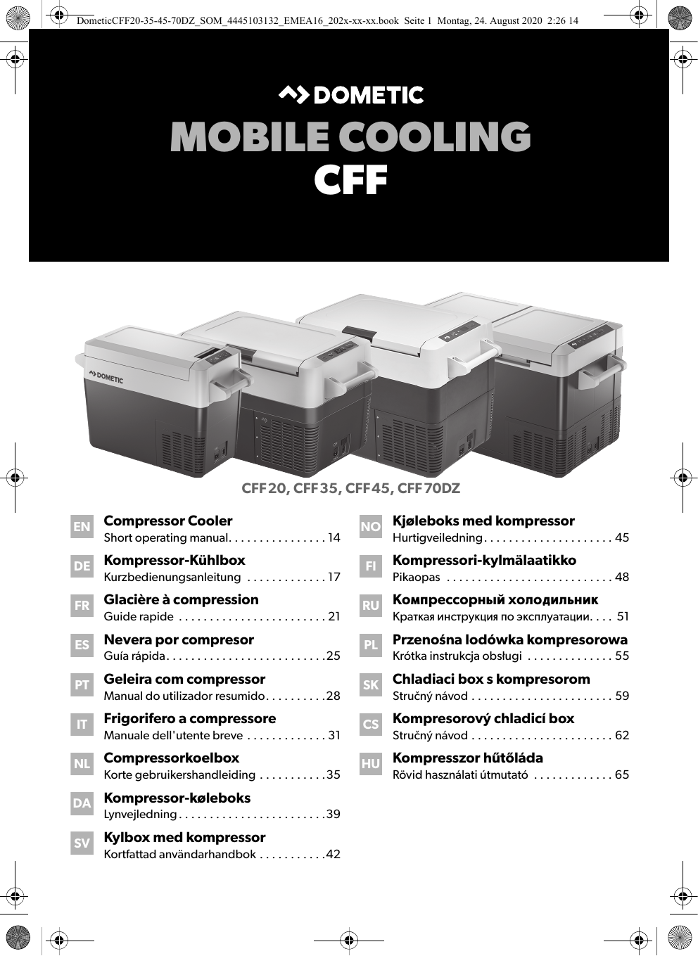 Dometic CFF20, CFF35, CFF45, CFF70DZ Operating instrustions | Manualzz