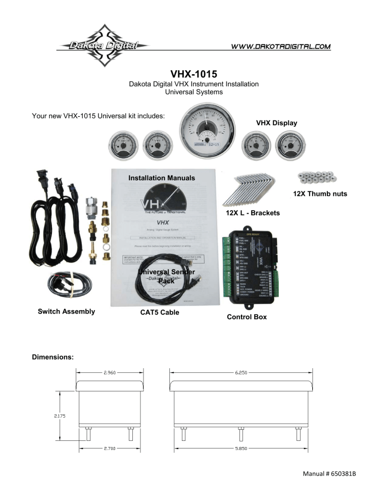 Dakota Digital VHX-1015 User manual | Manualzz
