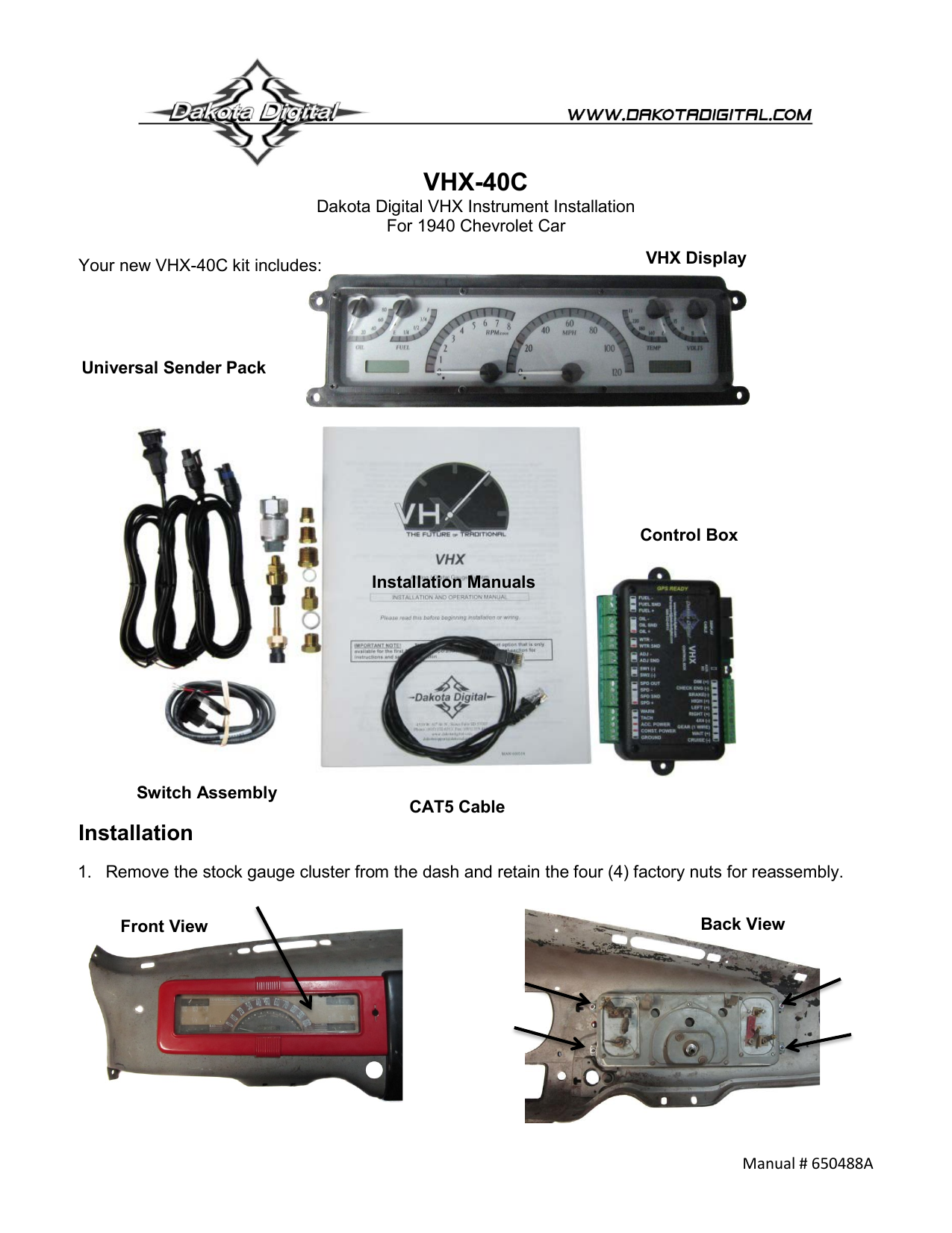 Dakota Digital VHX-40C User manual | Manualzz