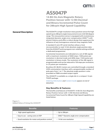 AMS AS5047P Position Sensor Datasheet | Manualzz