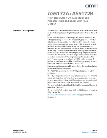 AMS AS5172 Position Sensor Datasheet | Manualzz