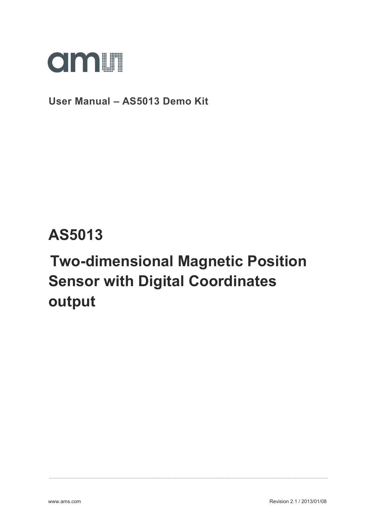 AMS AS5013 Position Sensor User Guide | Manualzz