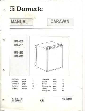 Dometic RM4211 Bedienungsanleitung | Manualzz