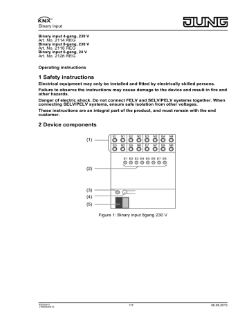 JUNG 2126REG KNX binary input Operating instructions | Manualzz