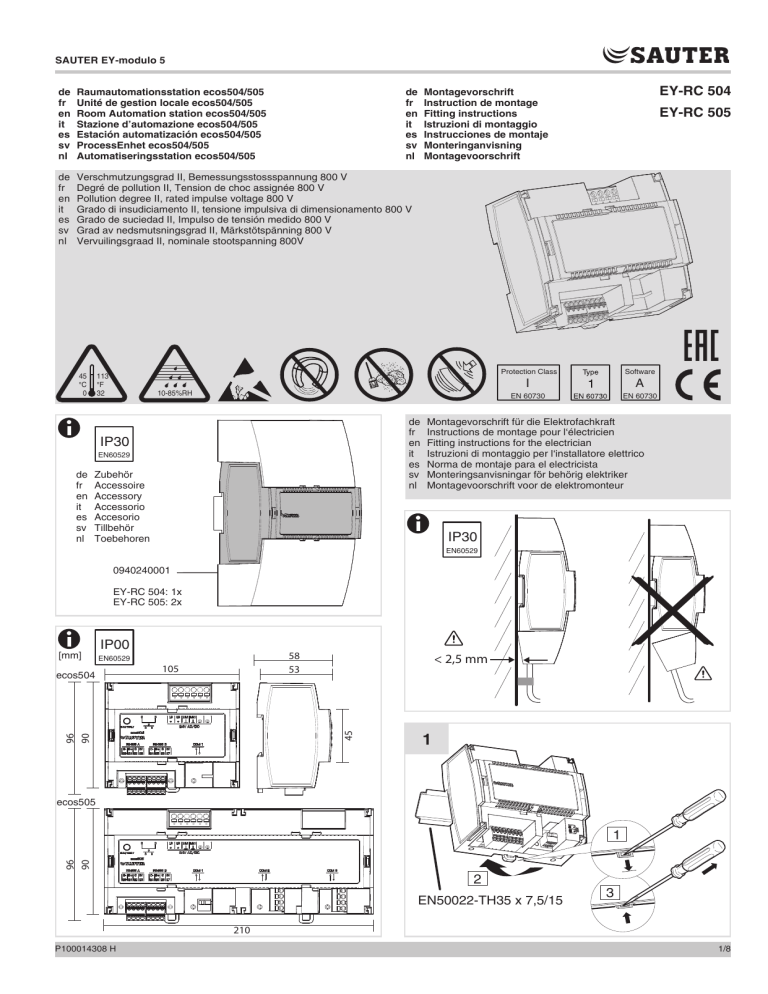 sauter EY-RC 504/505 User manual | Manualzz
