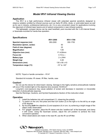 Newport IRV1 Infrared Viewer Instructions | Manualzz