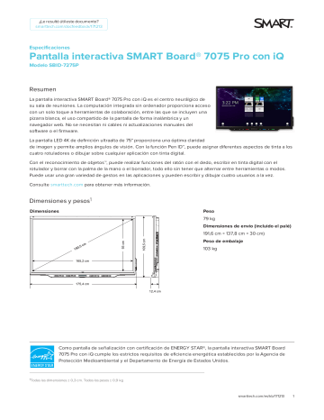 SMART Technologies Board 7000 and 7000 Pro Especificación | Manualzz