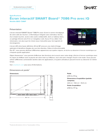 SMART Technologies Board 7000 and 7000 Pro spécification | Manualzz