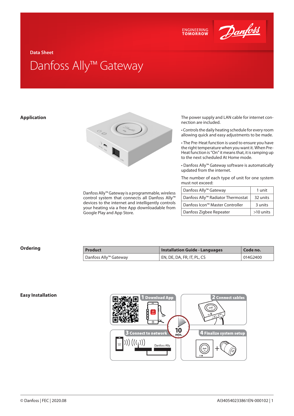 Danfoss Ally™ Starter Pack Datasheet | Manualzz