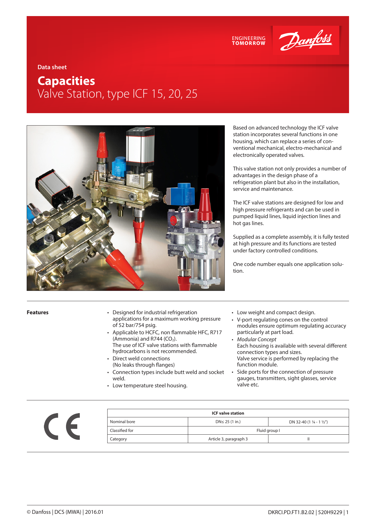 Danfoss Capacities Valve Station, type ICF 15, 20, 25 Data Sheet | Manualzz