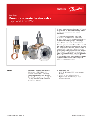 Danfoss Pressure operated water valve, types WVFX and WVS Data Sheet ...