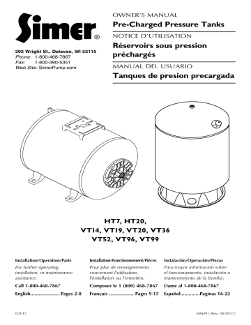 Simer HT/VT Series Owner's Manual | Manualzz