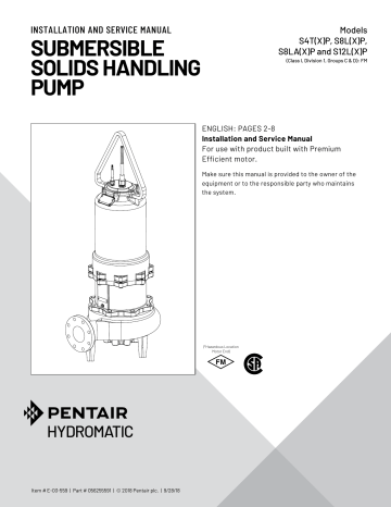 Hydromatic S4T(X)P, S8L(X)P, S8LA(X)P and S12L(X)P Submersible Solids ...